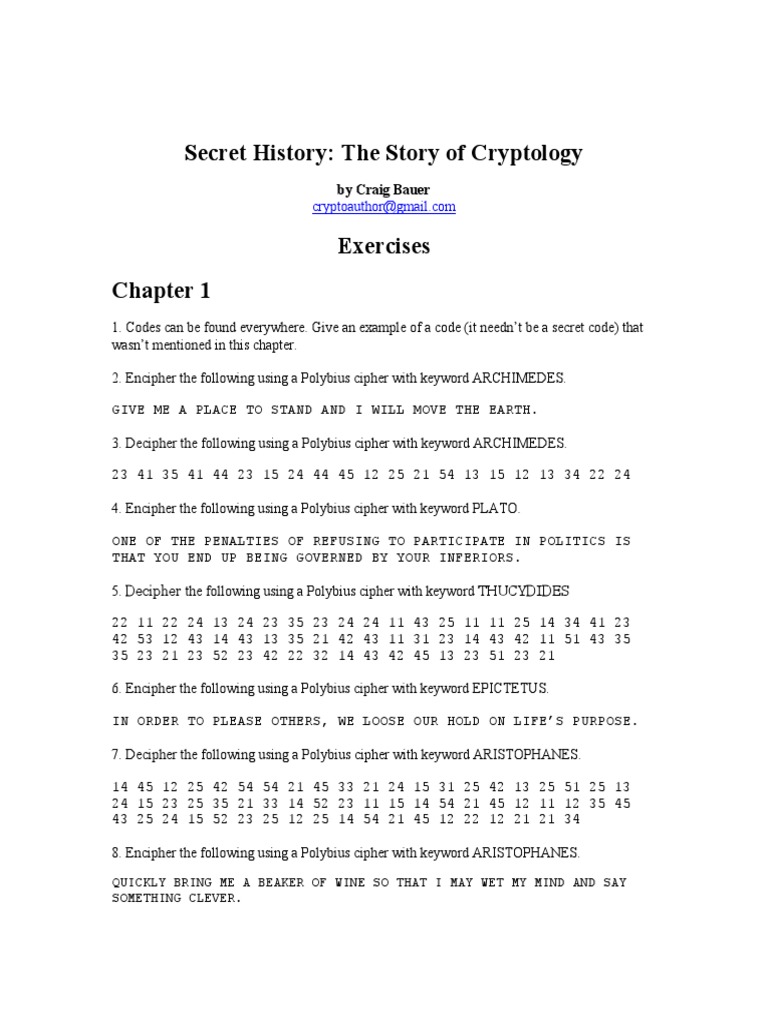 Open Cryptography Exercises For Chapters 1 Through 6 | PDF | Cryptanalysis | Cipher