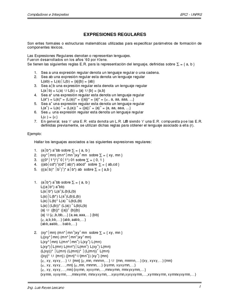 Expresiones Regulares 4 | PDF | Lenguaje de programación | Notación