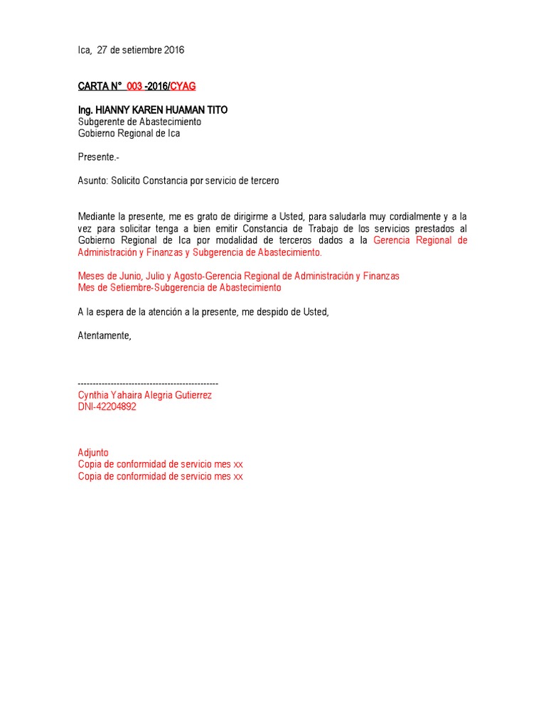 Modelo Carta Constancia | PDF