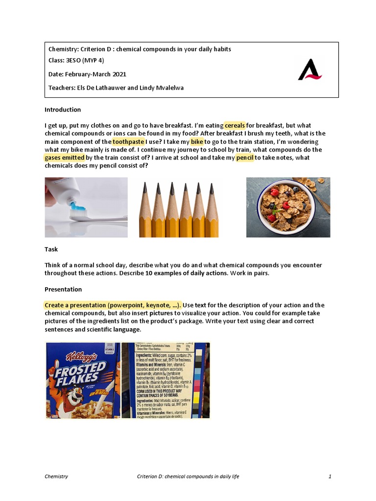 Daily Life Chemical Compounds Analysis | PDF | Science | Chemistry
