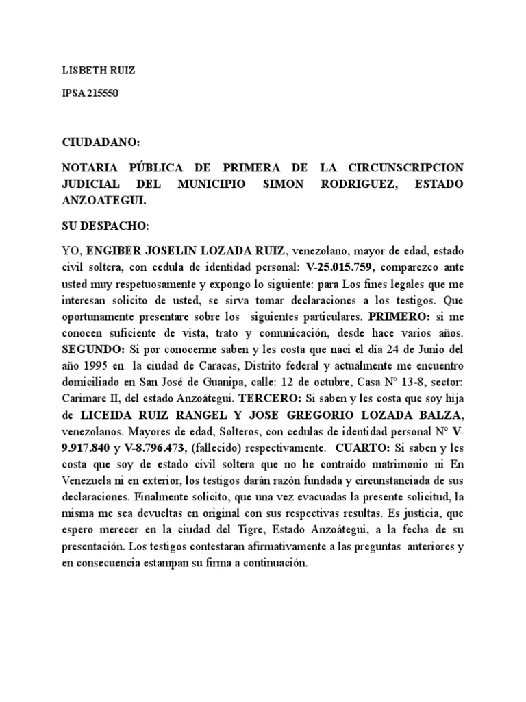 CARTA DE SOLTERIA DE GEGIBER (Lisbeth Ruiz Rangel) | PDF