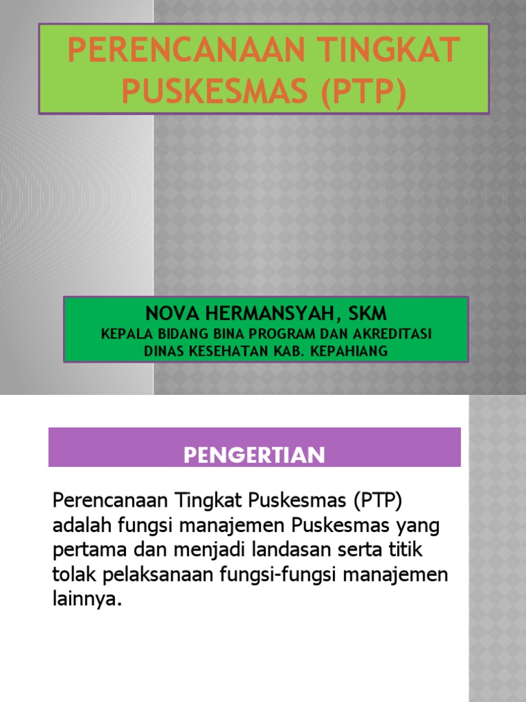 Perencanaan Tingkat Puskesmas (PTP) Pak Kabid | PDF