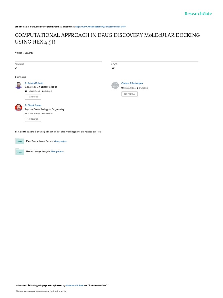 Computational Approach in Drug Discovery Molecular Docking Using Hex 4 ...