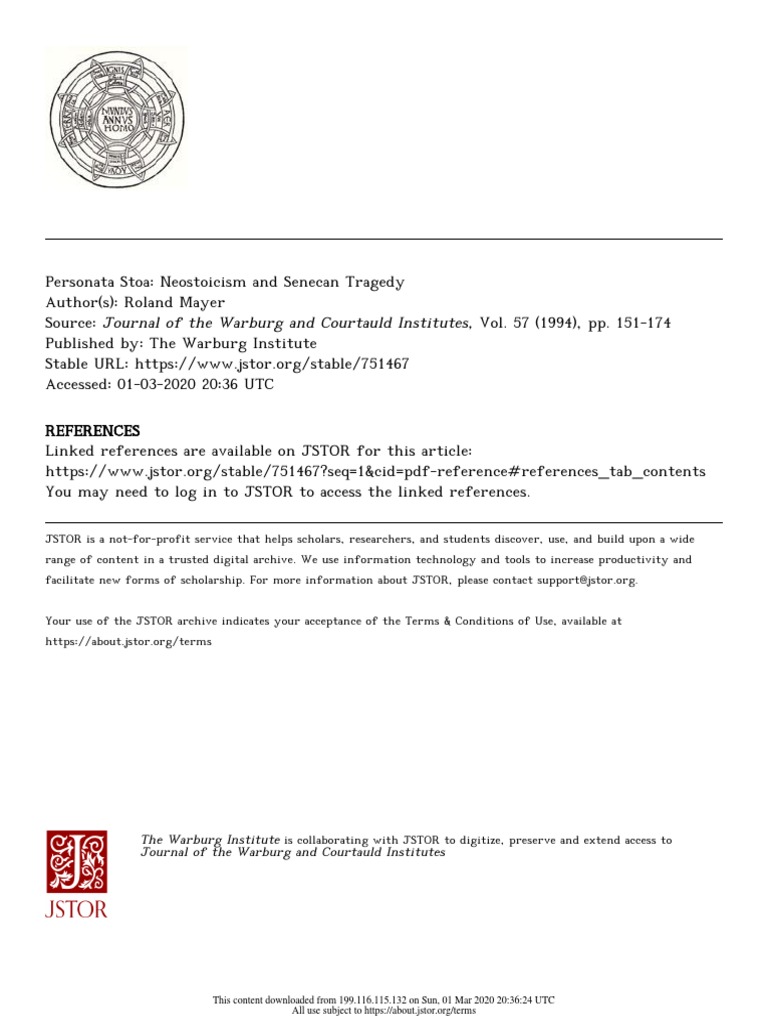 Personata Stoa - Neostoicism and Senecan Tragedy | PDF | Seneca The ...