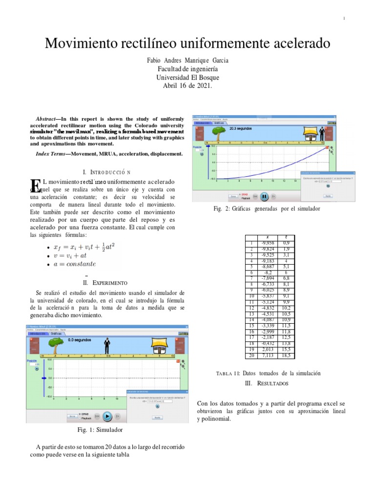 Laboratory 5. Uniformly Accelerated Rectilinear Motion | PDF ...