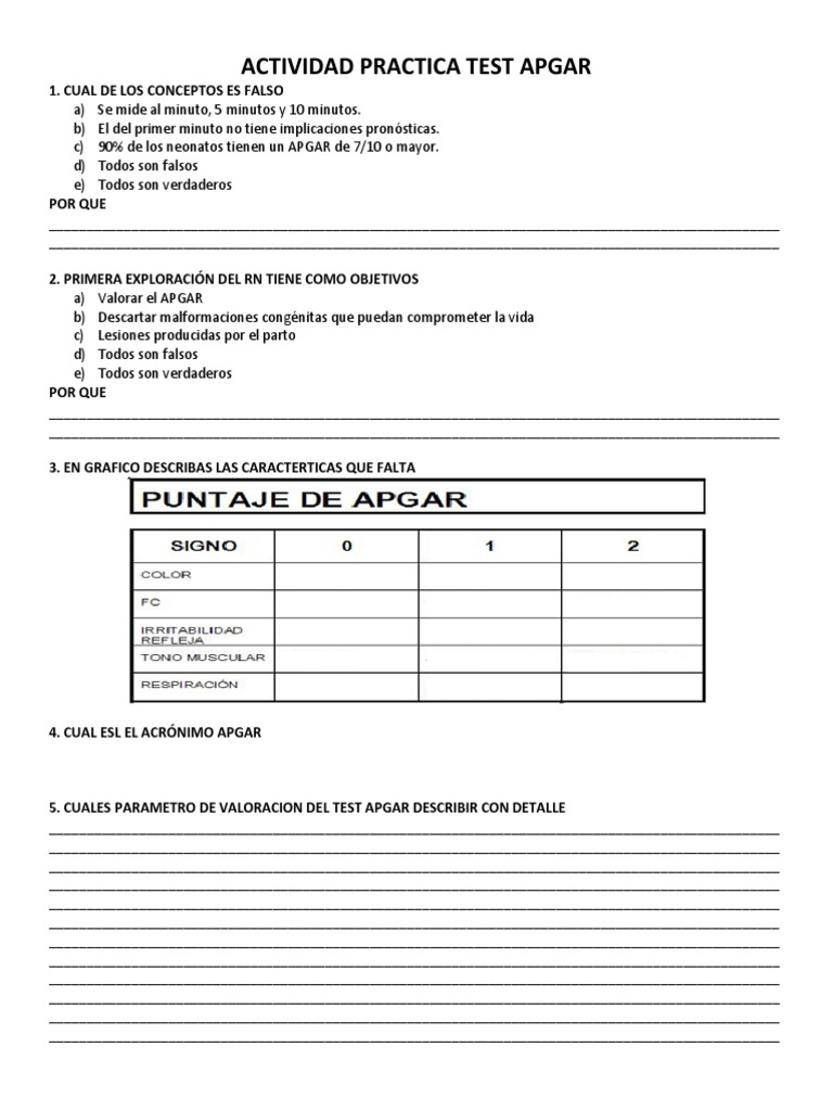 Practica Test de Apgar | PDF