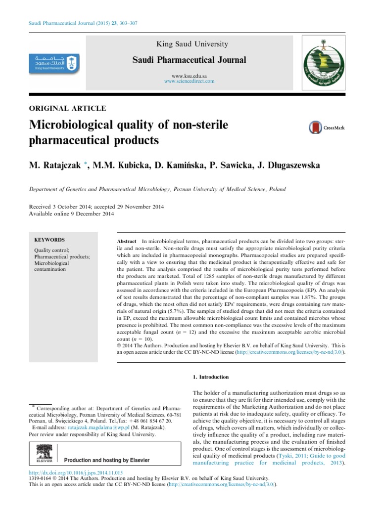 Microbiological Quality of Non-Sterile | PDF | Pharmaceutical Drug | Infection