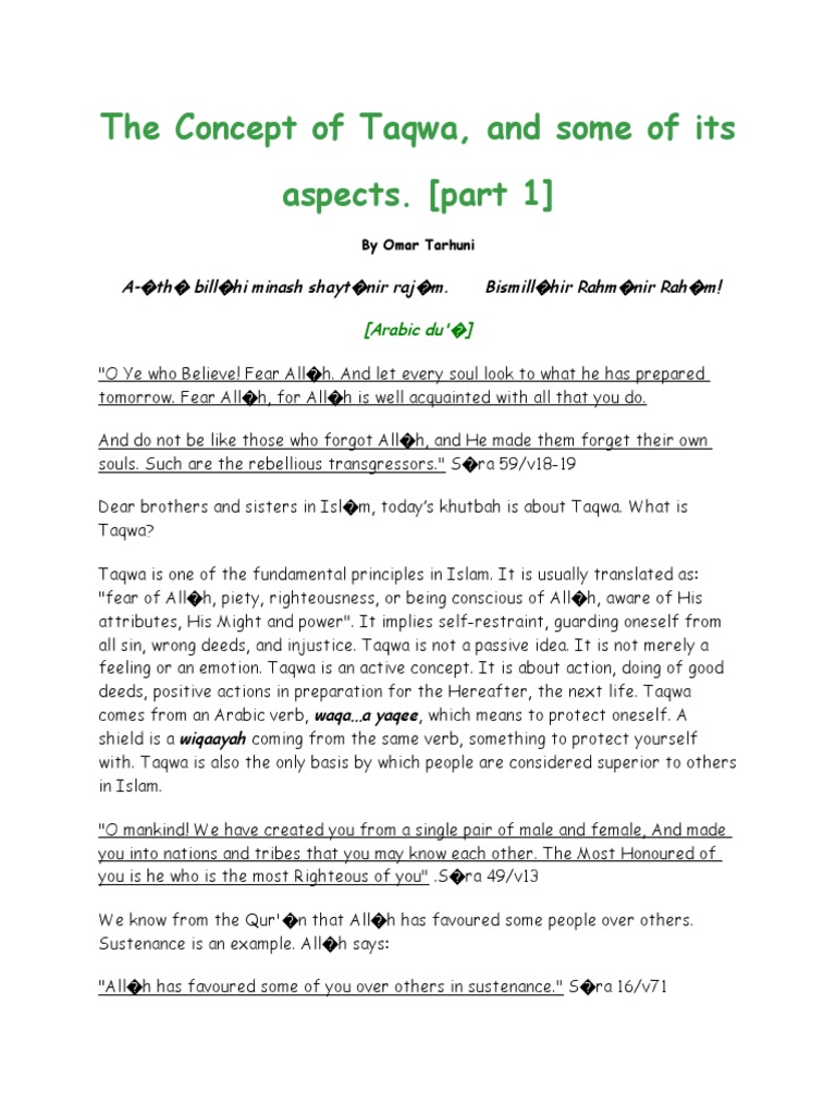 Understanding Taqwa in Islam | PDF | Religious Behaviour And Experience