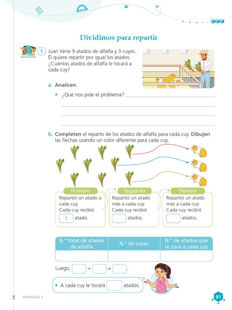 Reparto y División en Matemáticas 3 | PDF | Métodos y materiales de ...