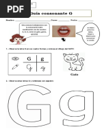 Actividades con la consonante G | PDF | Vocal | Escritura