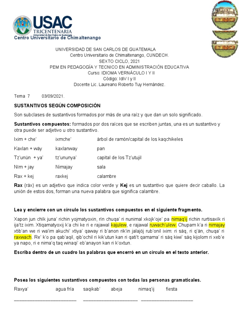 Tema 07 Idioma Vernaculo | PDF | Morfología | Lingüística