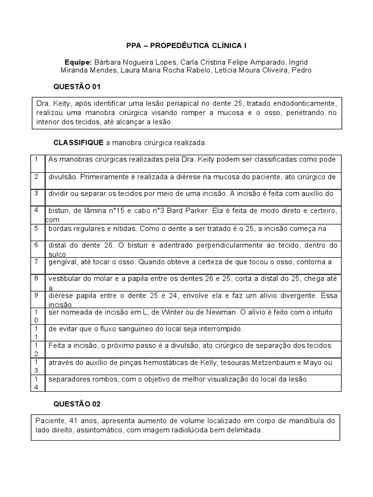 PPa Questões Discursivas 4ºp Fip | PDF | Dente | Especialidades médicas