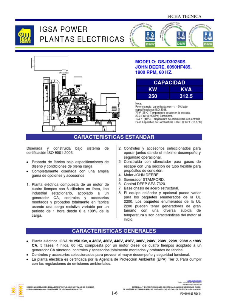 GS250 Igsa | PDF | Generador eléctrico | Metrología