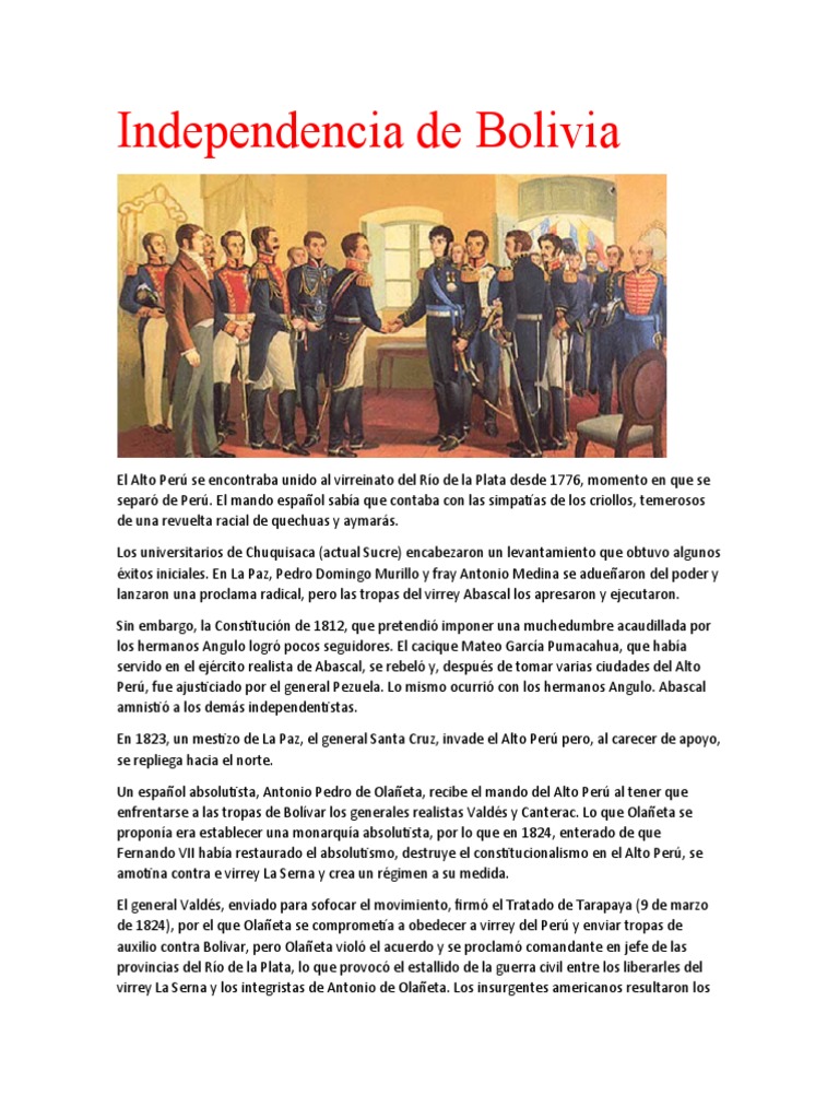 Independencia de Bolivia | PDF | América del Sur | Conflictos del ...