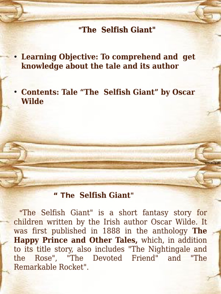 The Selfish Giant by Oscar Wilde | PDF