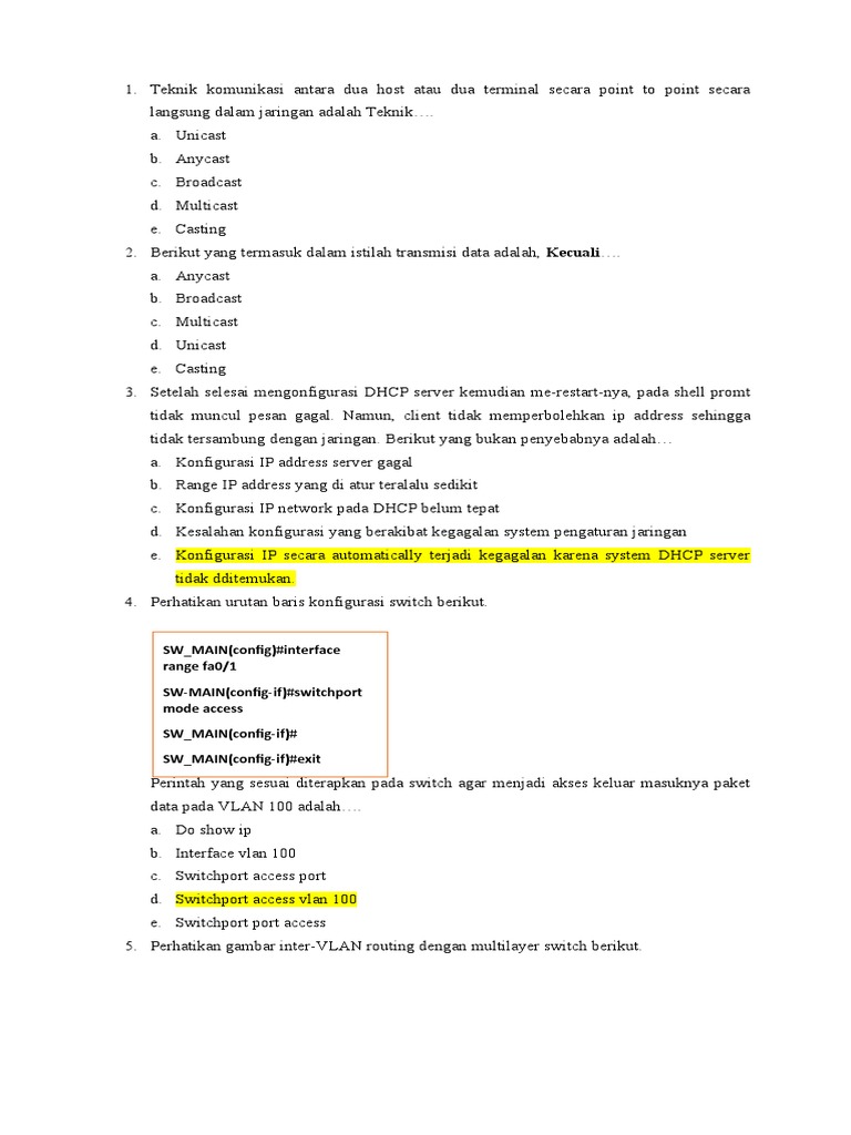 Soal Uts Xi TKJ 23 | PDF