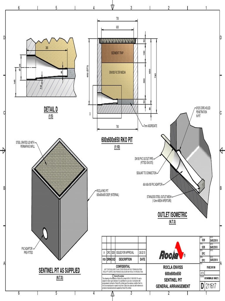 Detail D: Rocla Enviss 600x600x650 Sentinel Pit General Arrangement ...