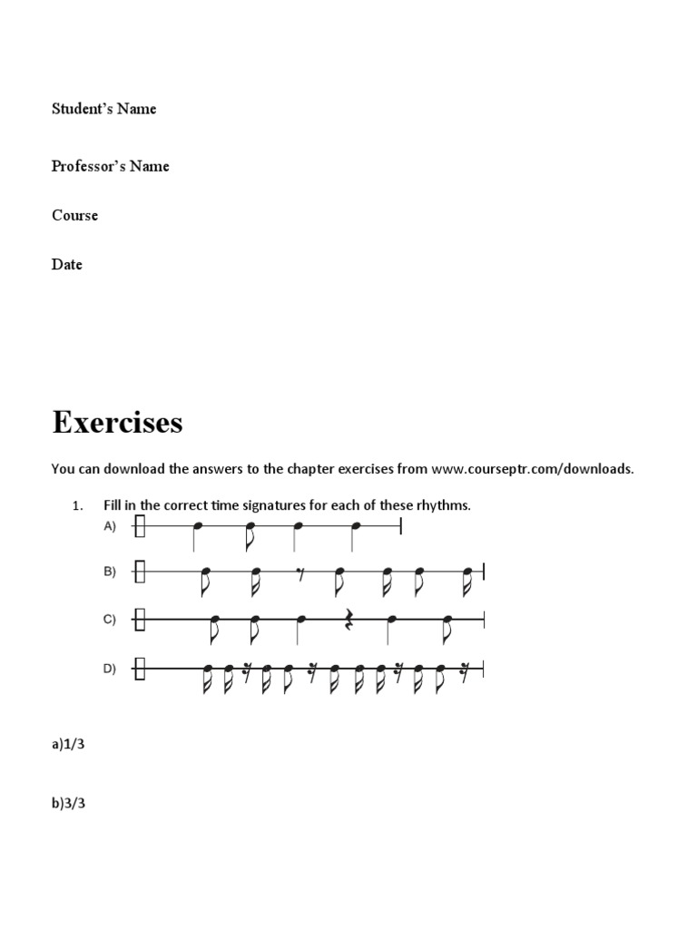 Music Theory Exercises and Solutions | PDF | Minor Scale | Scale (Music)