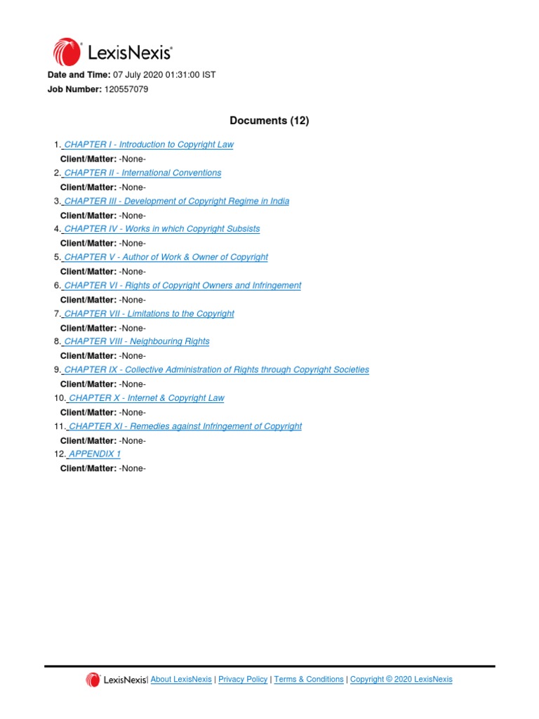 Lexis Nexis | PDF | Copyright | Intellectual Property