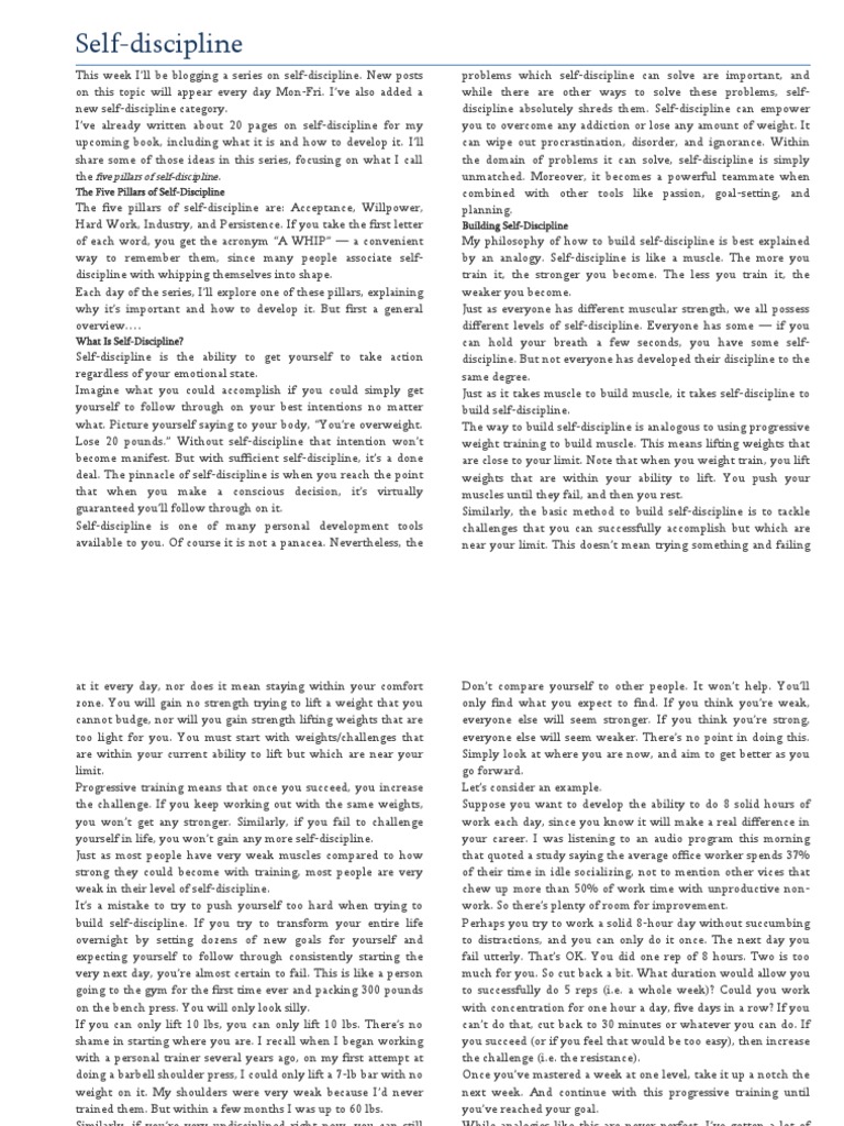 Self-Discipline: Five Pillars of Self-Discipline The Five Pillars of ...