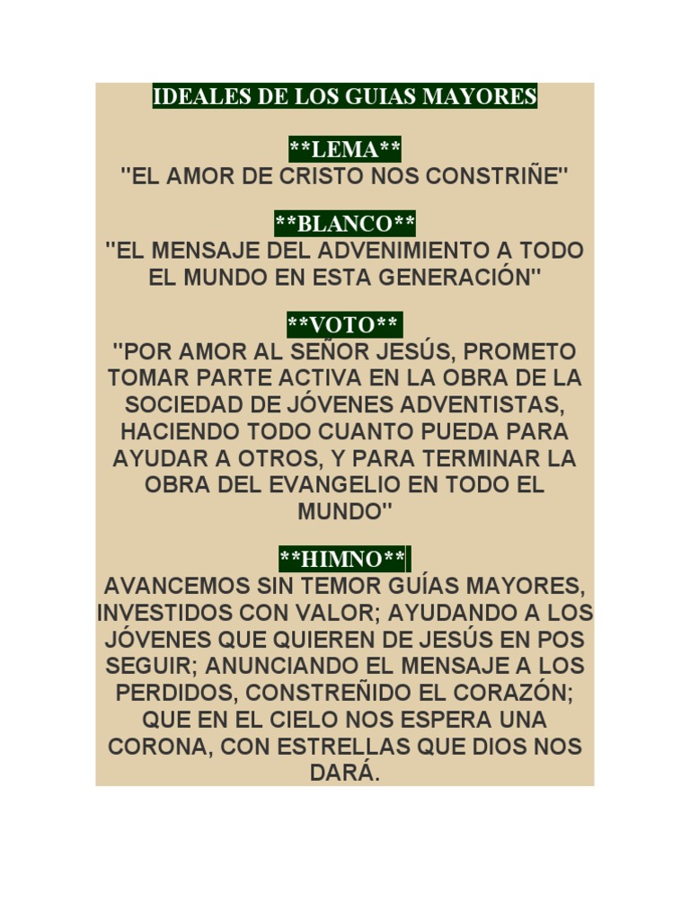 Ideales de Los Guias Mayores | PDF