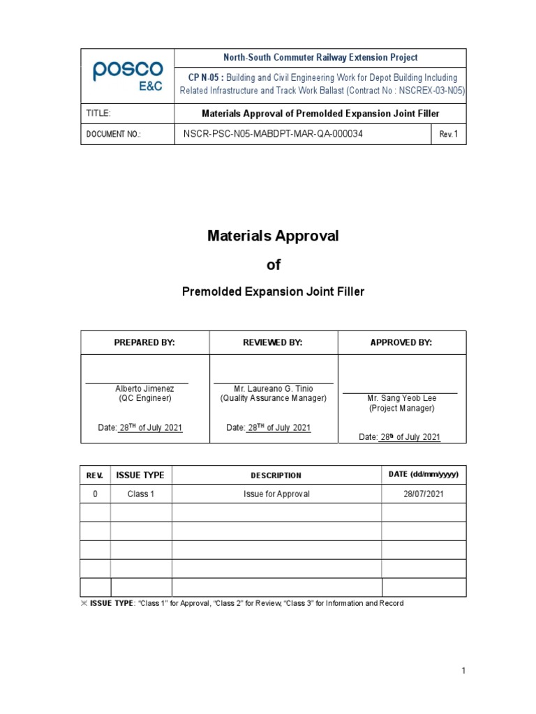 Materials Approval Of: Premolded Expansion Joint Filler | Download Free ...
