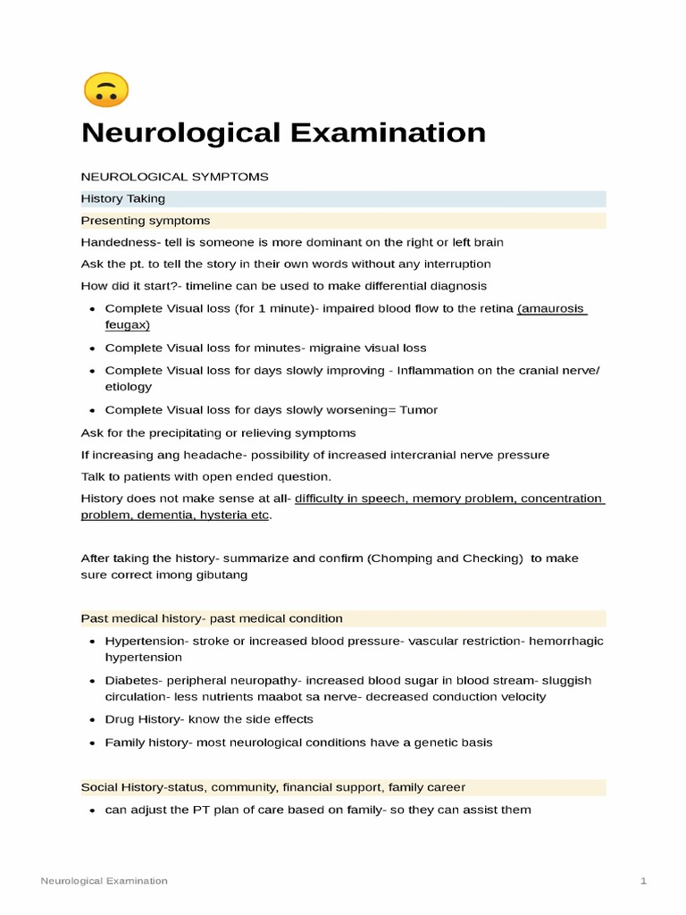 Neurological Examination | PDF | Aphasia | Motor Neuron