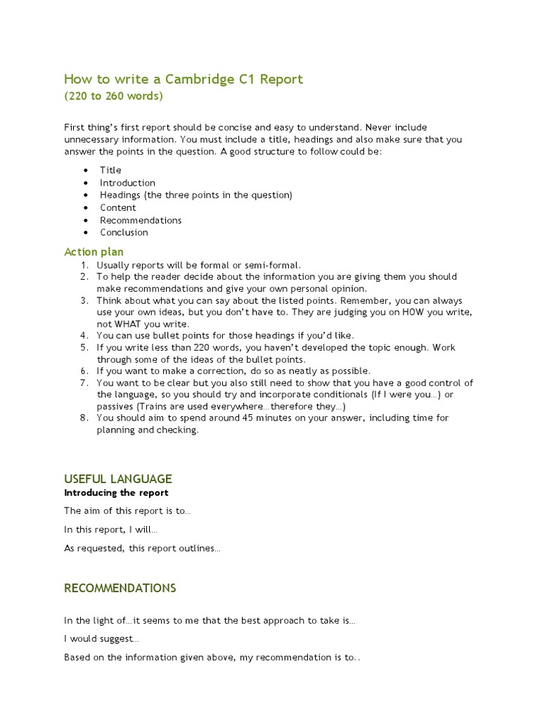 How To Write A Cambridge C1 Report | PDF | Reason | Cognition