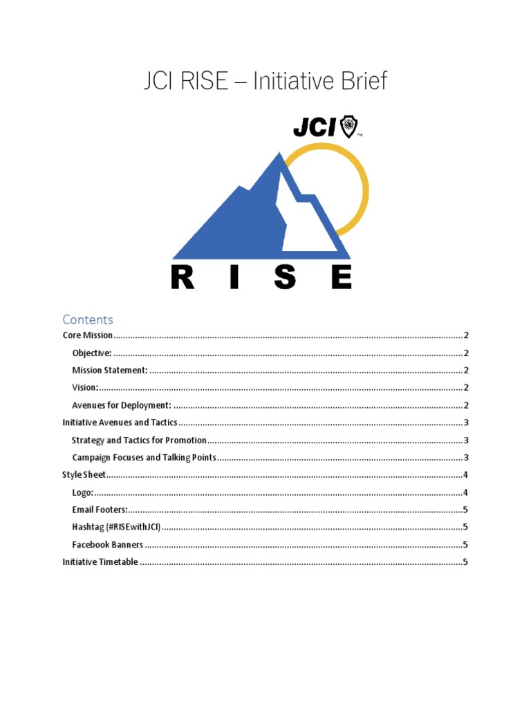 JCI RISE - Initiative Brief | PDF | Entrepreneurship | Mental Health
