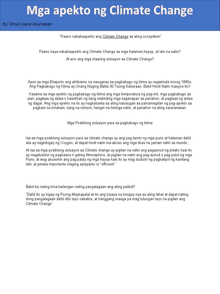 Paano Nakakaapekto Ang Climate Change Sa Ating Ecosystem | PDF