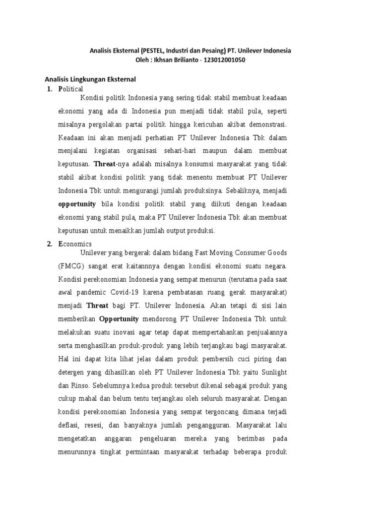 Pestel Unilever | PDF