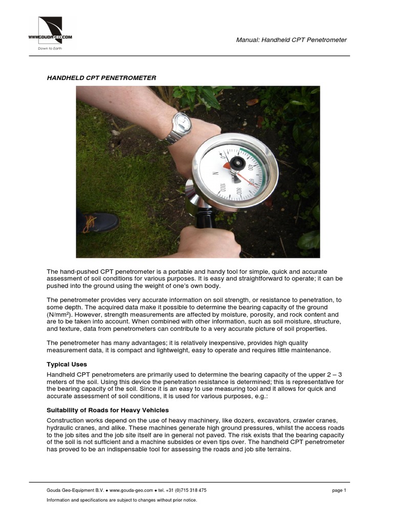 Handheld CPT Penetrometer Guide | PDF | Soil | Pressure Measurement
