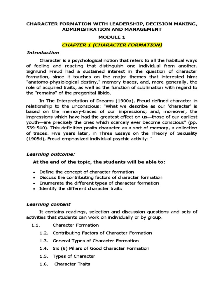 Understanding Character Formation | PDF | Sigmund Freud | Social Psychology
