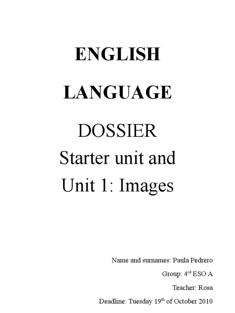 English Language: Dossier Starter Unit and Unit 1: Images | PDF | Sports
