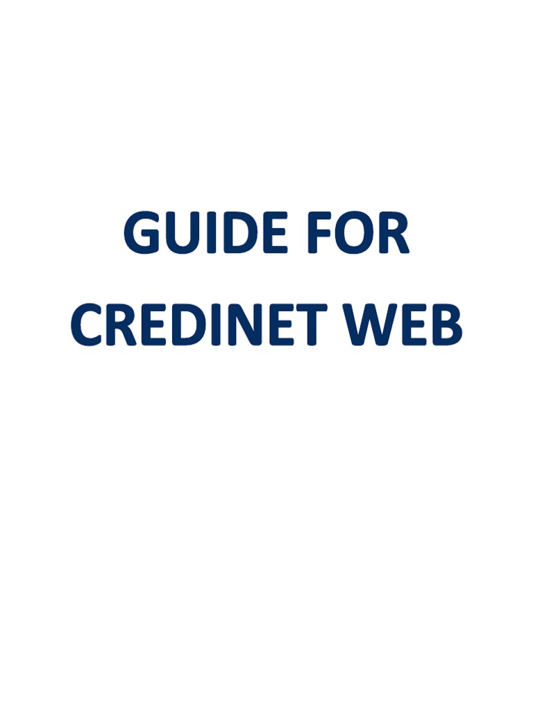 Guide For Credinet Web | Download Free PDF | Payments | Personal ...