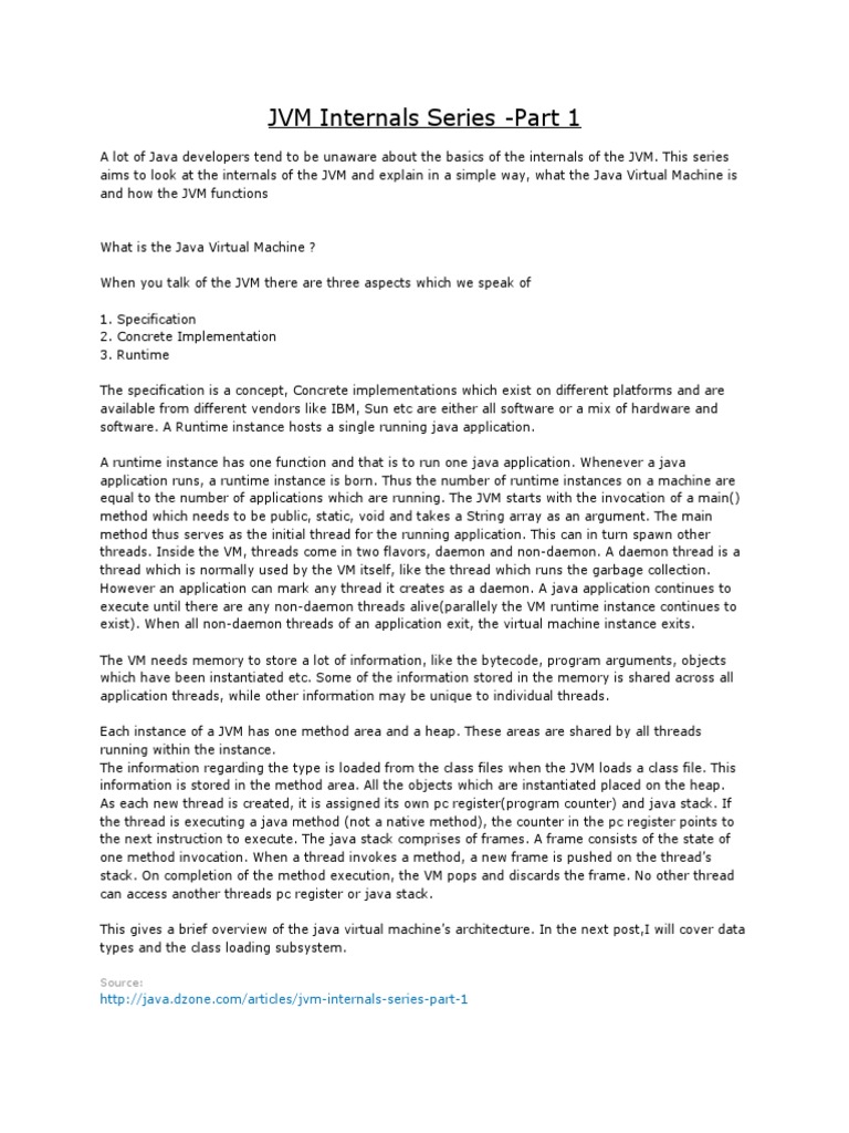 JVM Internals Series | PDF | Java Virtual Machine | Java (Programming ...