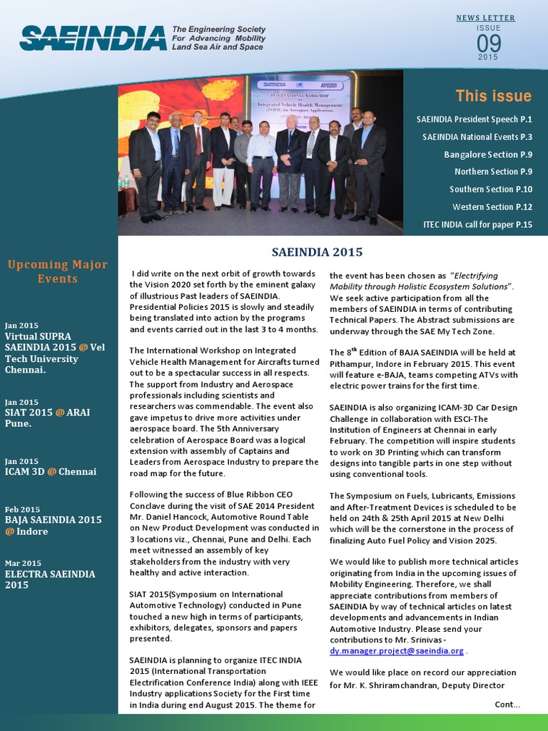 SAEINDIA Events & Updates | PDF | Gasoline | Engines