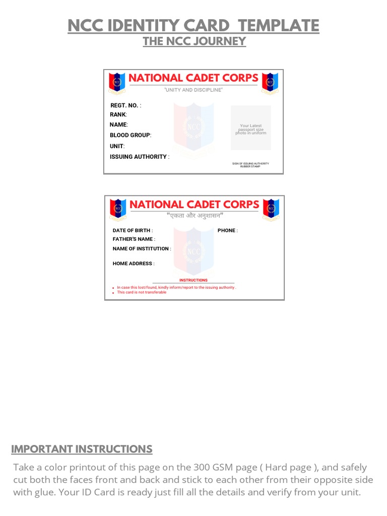 NCC ID Card Template | PDF