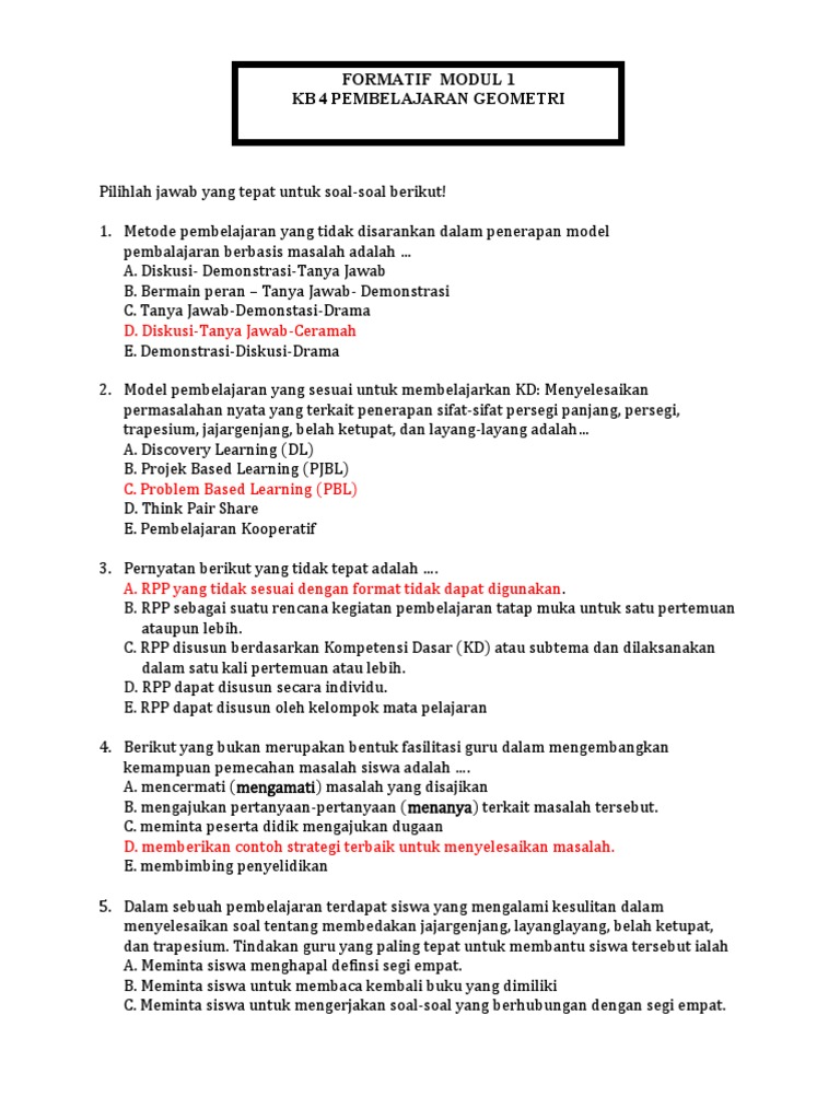 Formatif Modul 1 KB 4 | PDF