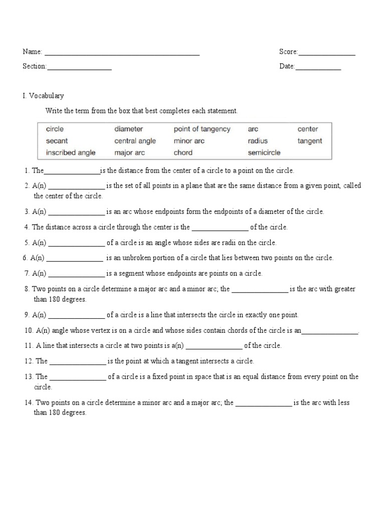 GRADE 10 - 3rd Quarter 3 Topics | PDF | Circle | Angle