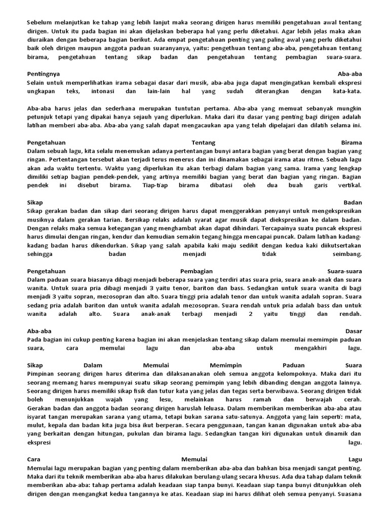 Menjadi Dirigen Yang Handal | PDF | Seni & Disiplin Bahasa | Kajian ...