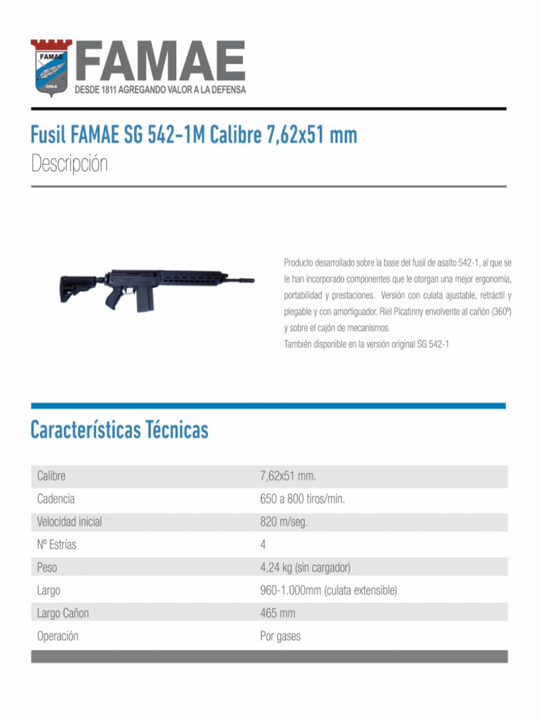 Fusil Famae SG 542 1M Calibre 7-62x51mm | PDF