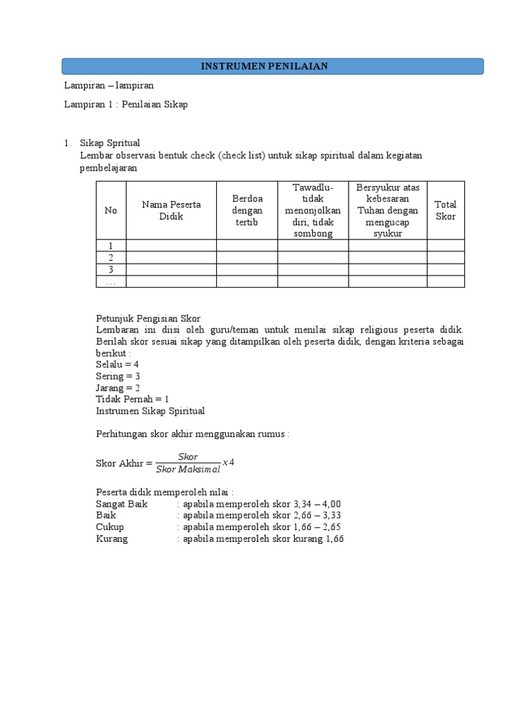 5 INSTRUMEN PENILAIAN Perangkat 3 | PDF