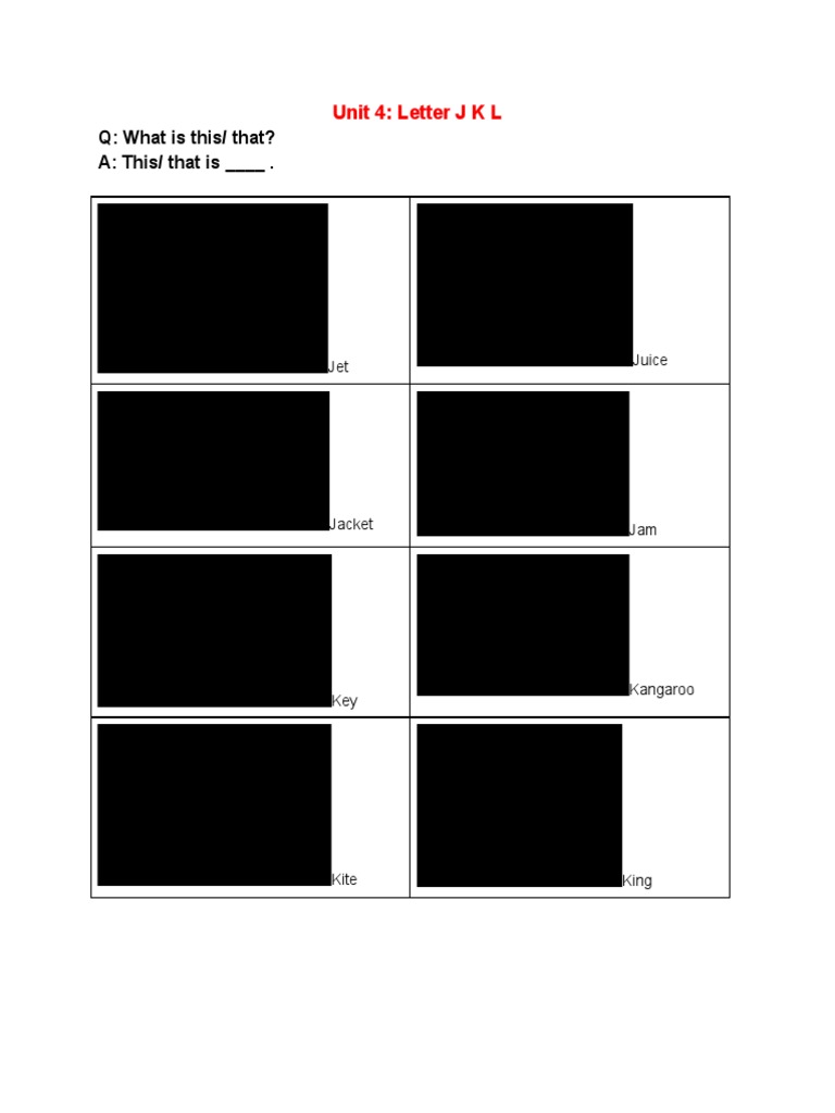 Unit 4: Letter J K L: Q: What Is This/ That? A: This/ That Is | PDF