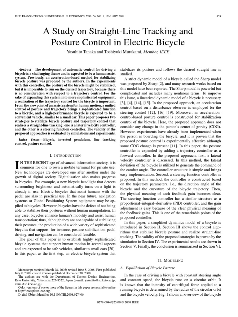 A Study On Straight-Line Tracking Bicycle | PDF | Control Theory | Steering
