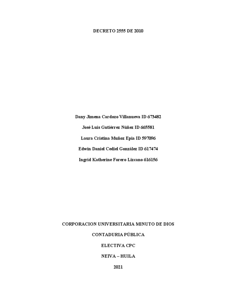 Cuadro Comparativo Decreto 2555 de 2010 | PDF | Seguro | Reaseguro