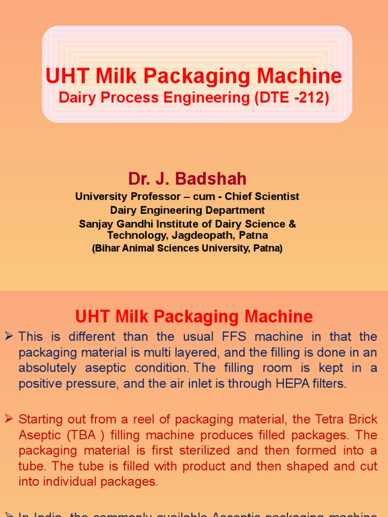 UHT Milk Packaging Machine | PDF | Mechanical Engineering