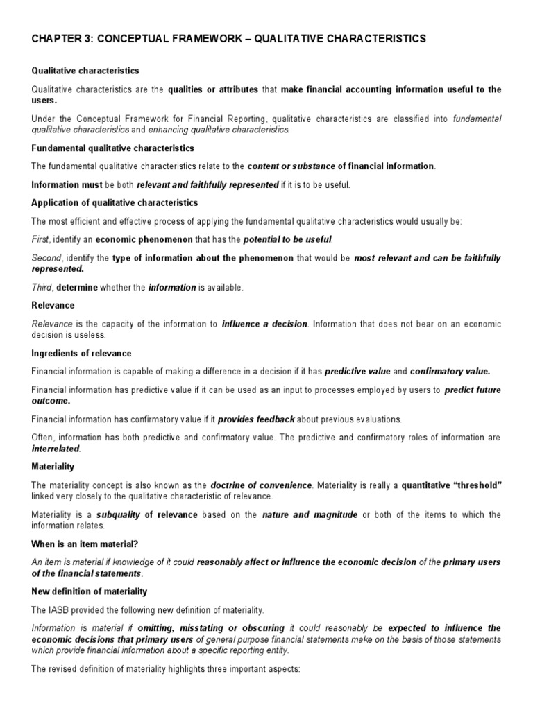 Qualitative Characteristics in Financial Reporting | PDF | Lease ...