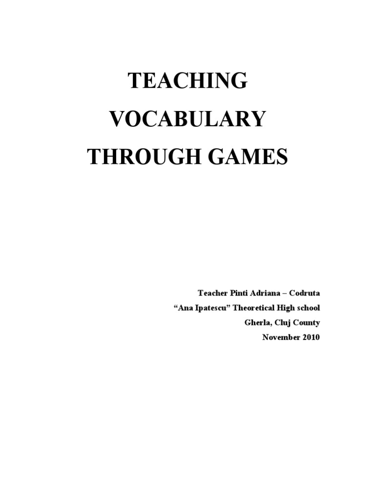 Teaching Vocabulary Through Games | PDF | Vocabulary | English Language