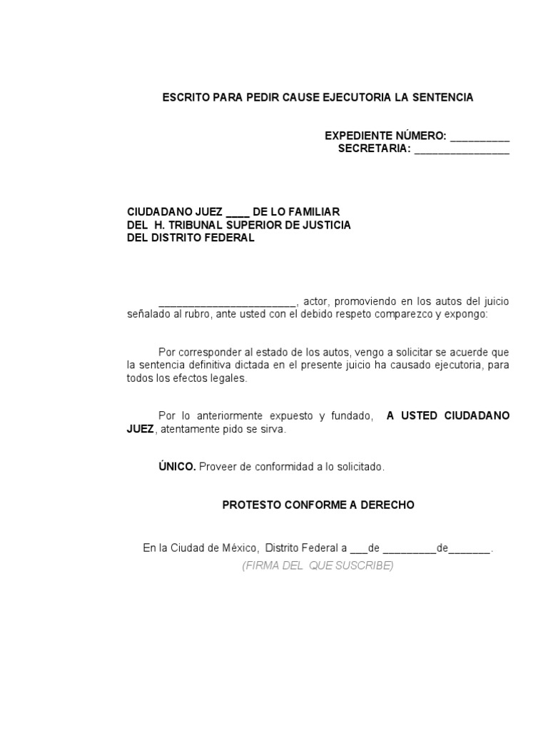 Escrito para Pedir Cause Ejecutoria La Sentencia | PDF | Política | Ciencias sociales